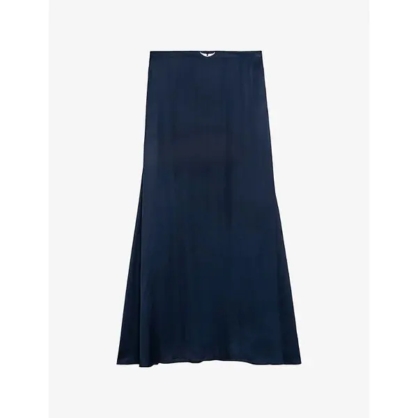 Zadig&Voltaire Jimeno Brand-plaque Satin Maxi Skirt - Encre