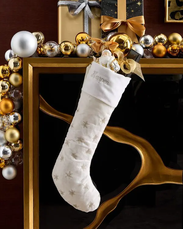 SUDHA PENNATHUR Personalizable Velvet Stocking With Beaded Snowflakes