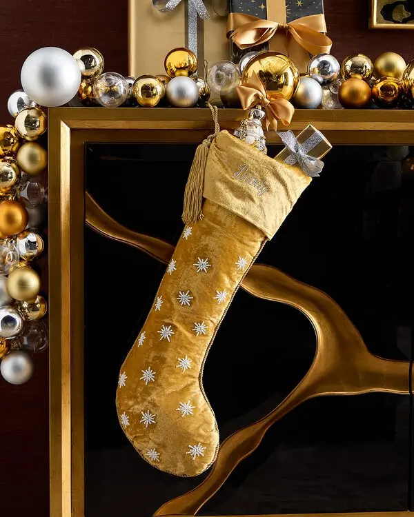 SUDHA PENNATHUR Personalizable Velvet Stocking With Snowflake Detail