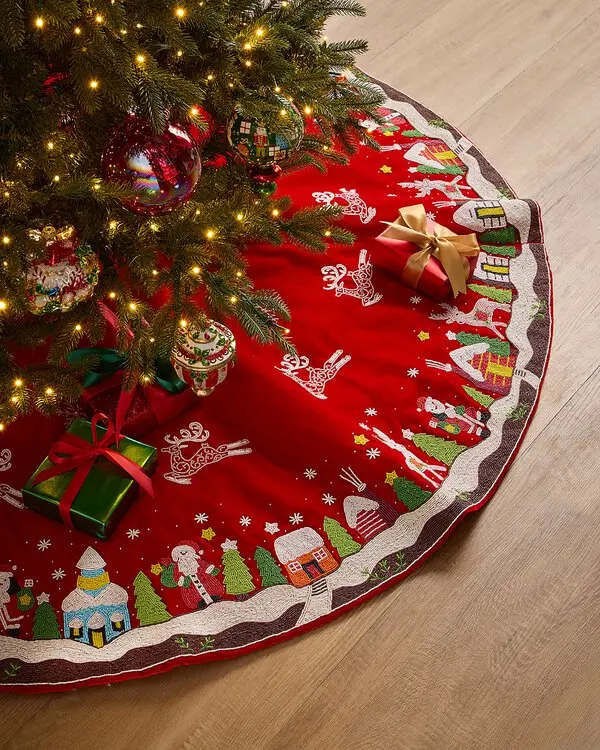 SUDHA PENNATHUR 60" Christmas Scene Tree Skirt