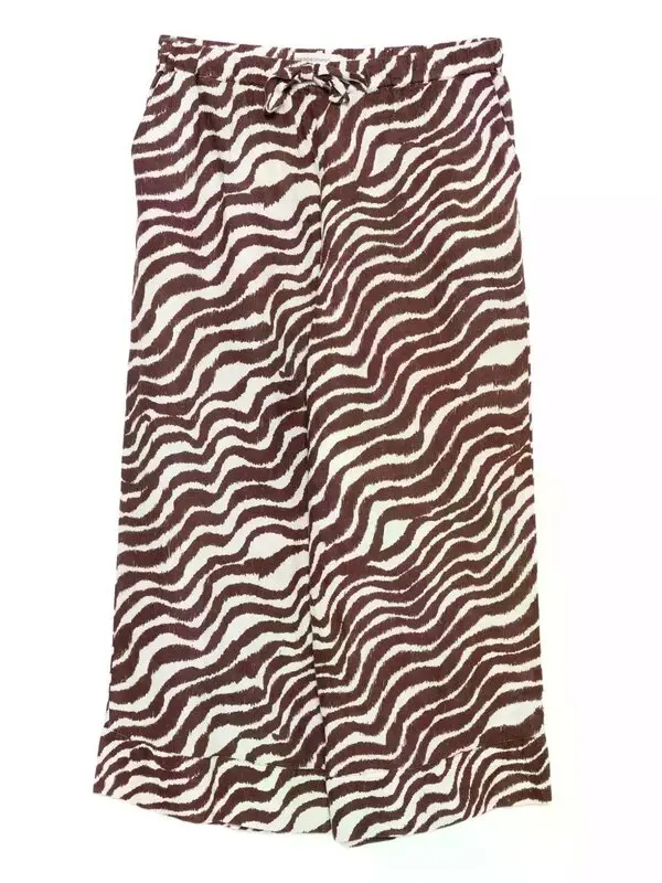 Desmond & Dempsey Tide-print Linen Pajama Trousers