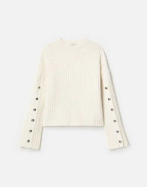 Lafayette 148 New York Merino Wool-cashmere Button Sleeve Sweater