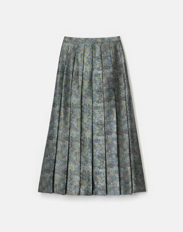Lafayette 148 New York Textile Print Silk Stretch Satin Pleated Midi Skirt