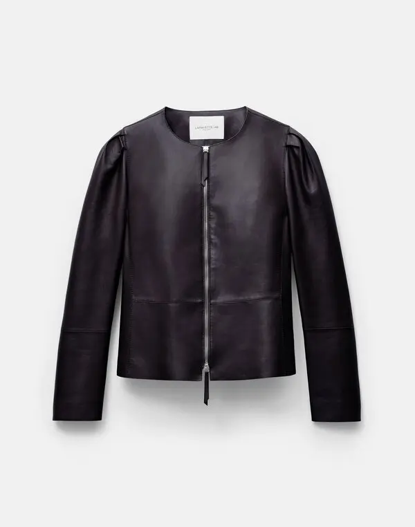 Lafayette 148 New York Nappa Leather Fitted Jacket - Ink