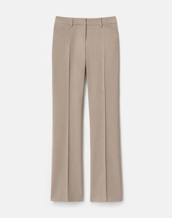 Lafayette 148 New York Stretch Wool Mid-rise Straight Leg Pants - Hickory Melange