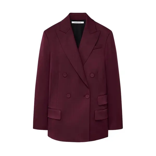 Another Tomorrow Relaxed Double-breasted Jacket - Plum