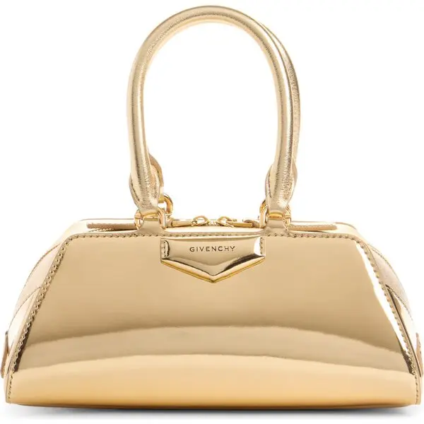 Givenchy Mini Antigona Metallic Leather East/west Satchel - Golden