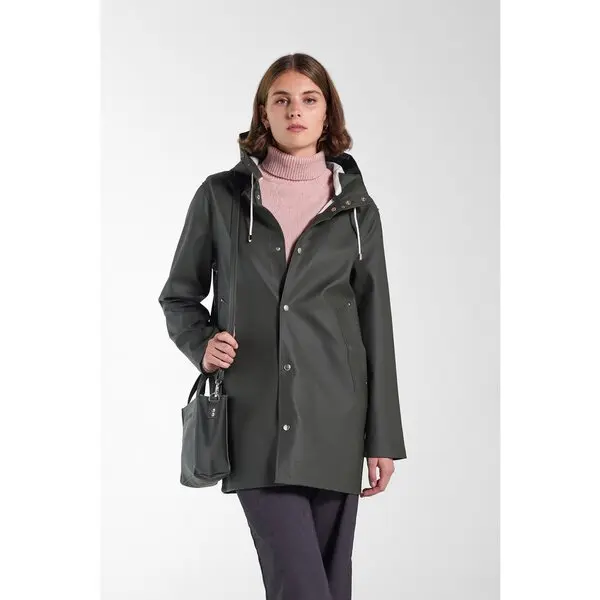 Stutterheim Stockholm Long Sleeve Hooded Raincoat - Green