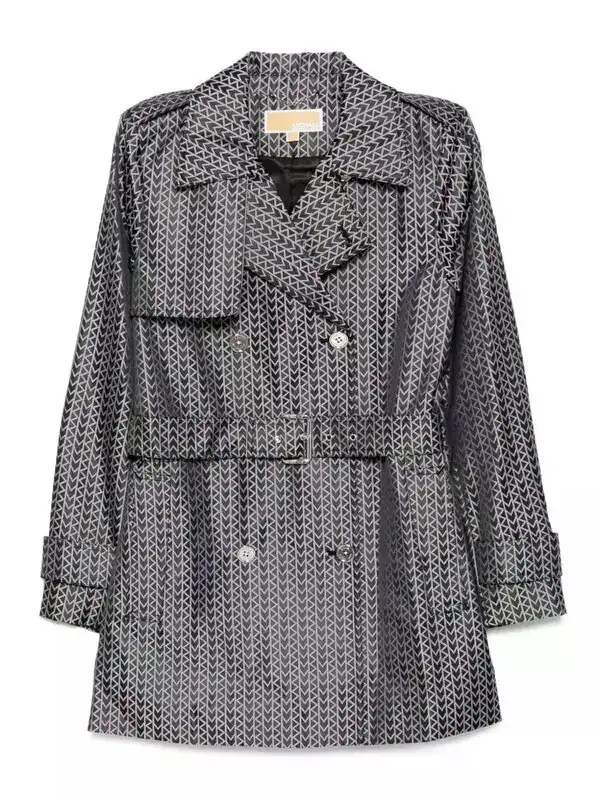 Michael Kors Jacquard-Logo Trench Coat Black Editorialist