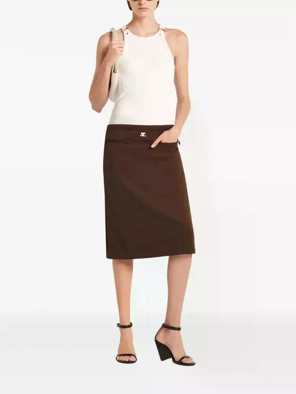 COURREGES Pocketed Pencil Skirt - Brown