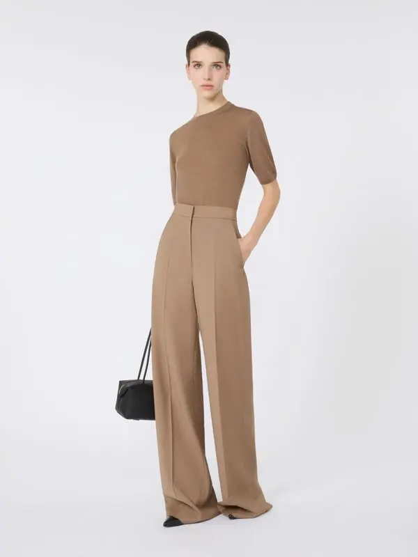 Max Mara Straight-fit Wool Trousers - Hazelnut Brown