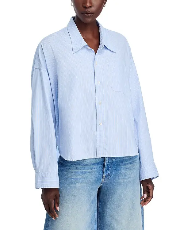 Denimist Cropped Shirt - Lt Blu Stp