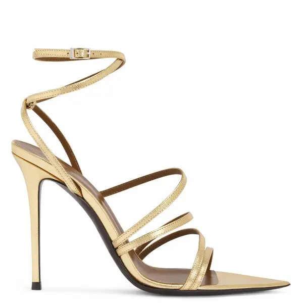GIUSEPPE ZANOTTI Intriigo Claire 105 Laminated Leather Sandals - Gold