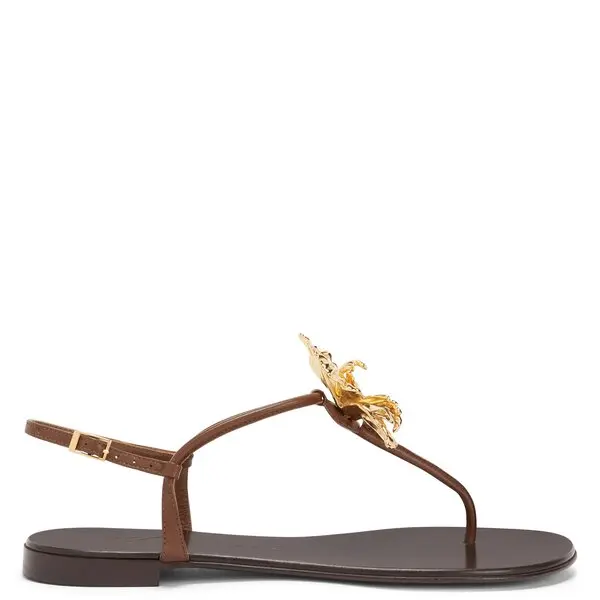 GIUSEPPE ZANOTTI Orchid Leather Flat Sandals