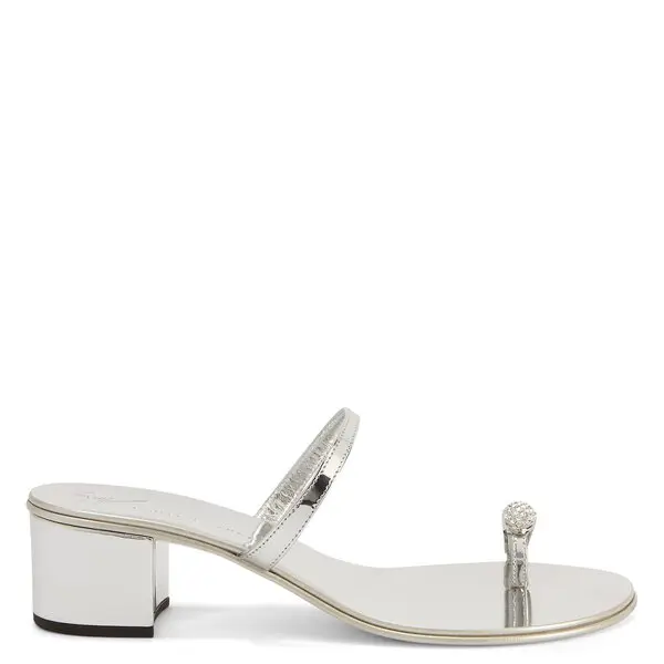 GIUSEPPE ZANOTTI Ring 40 Thong Sandals - Silver