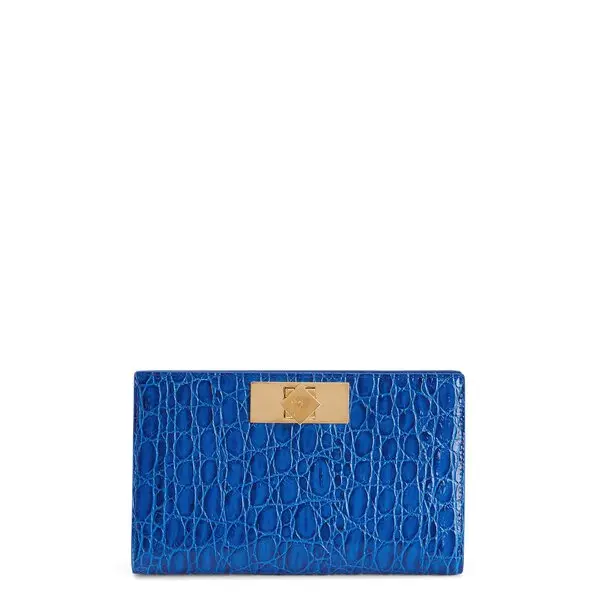 GIUSEPPE ZANOTTI Clutch Bag In Crocodile-print Leather - Blue
