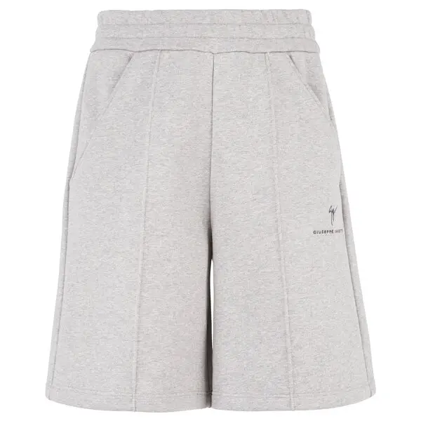 GIUSEPPE ZANOTTI Cotton Shorts With Embroidered Signature - Grey