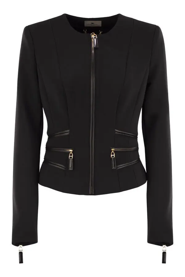 Elisabetta Franchi Double Crepe Jacket With Zip Details