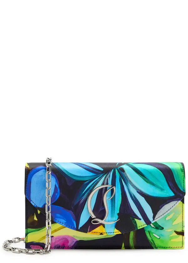 CHRISTIAN LOUBOUTIN Floral-print Satin-crepe Clutch