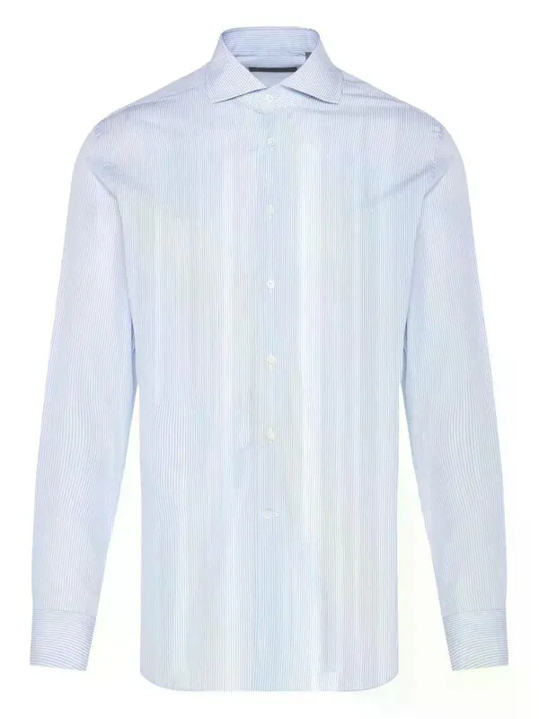 Corneliani Pinstripe Long-sleeved Shirt - Blue