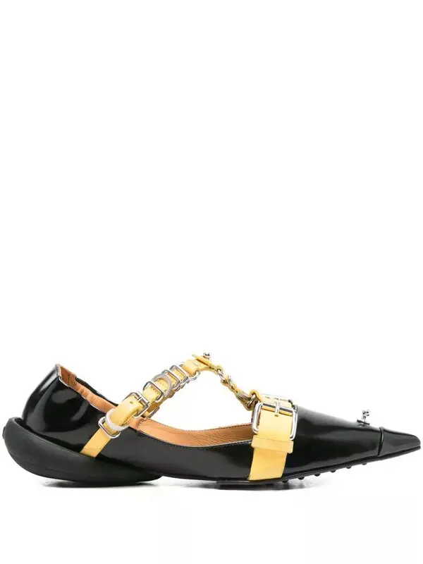 13 09 SR Patsy Pointed-toe Buckled Ballet Flats - Black