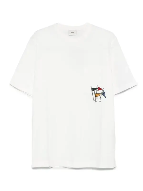 AUTRY Flag-print Crew-neck T-shirt