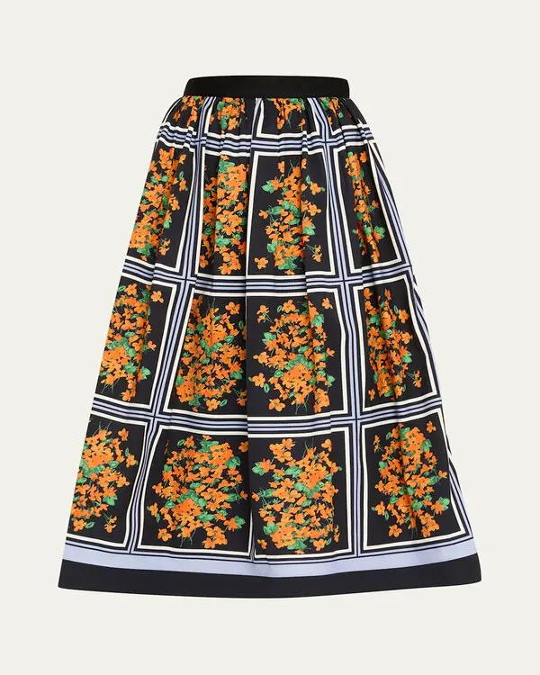 Carolina Herrera Floral-print Midi Skirt - Blk Mult
