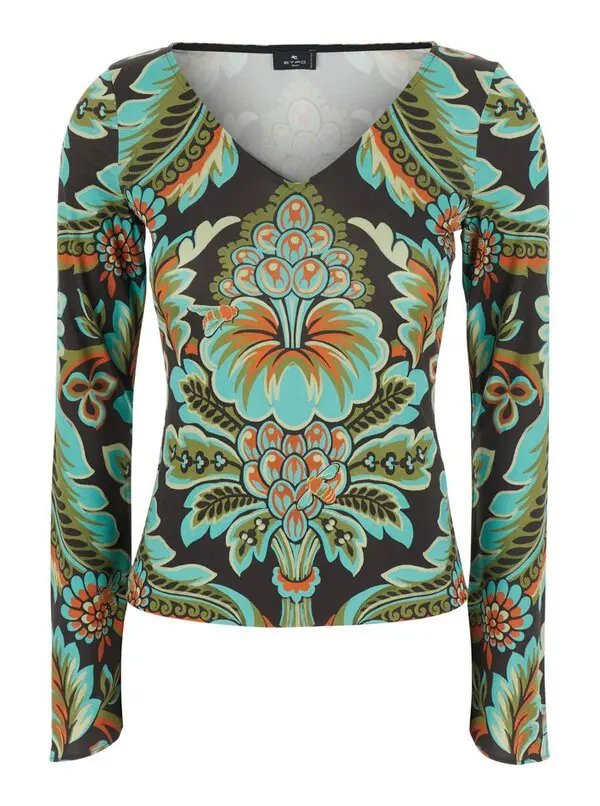Etro V-neck Top With Floral Print