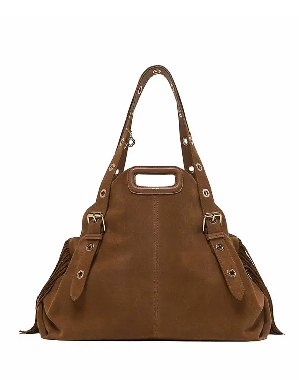 Maje Suede Miss M Xl Bag - Camel