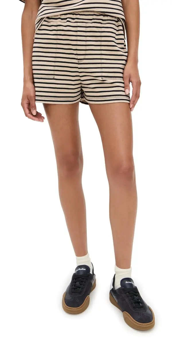 ATM Anthony Thomas Melillo Heavyweight Jersey Striped Pull On Shorts