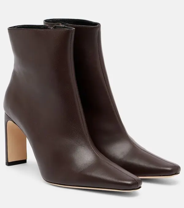Staud Wally 90 Leather Ankle Boots - Brown