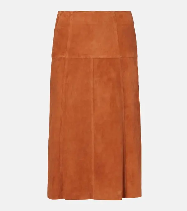 Isabel Marant Devy Suede Midi Skirt - Orange