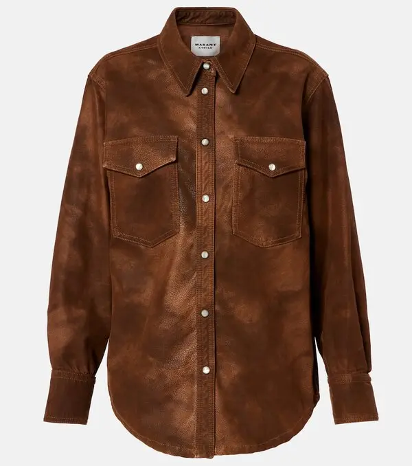 MARANT ETOILE Karima Faux Leather Overshirt