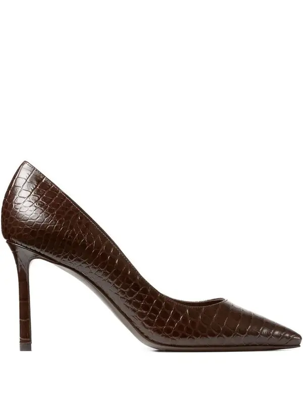 JIMMY CHOO Romy 85 Croc Embossed Leather Pumps