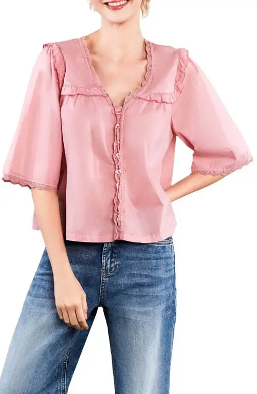 BILLY T Floral Cotton Blend Button-up Shirt - Pink Breeze