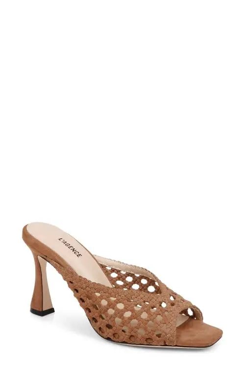L'Agence Jacques Flared-heel Sandals - Sand Suede