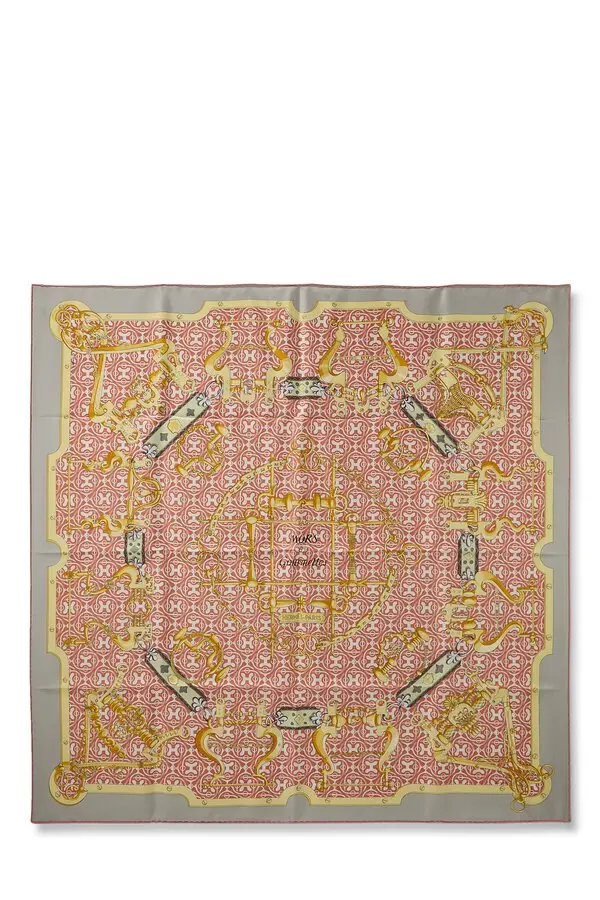 Hermès Multicolor 'mors Et Gourmettes' Silk Scarf 90 - Orange
