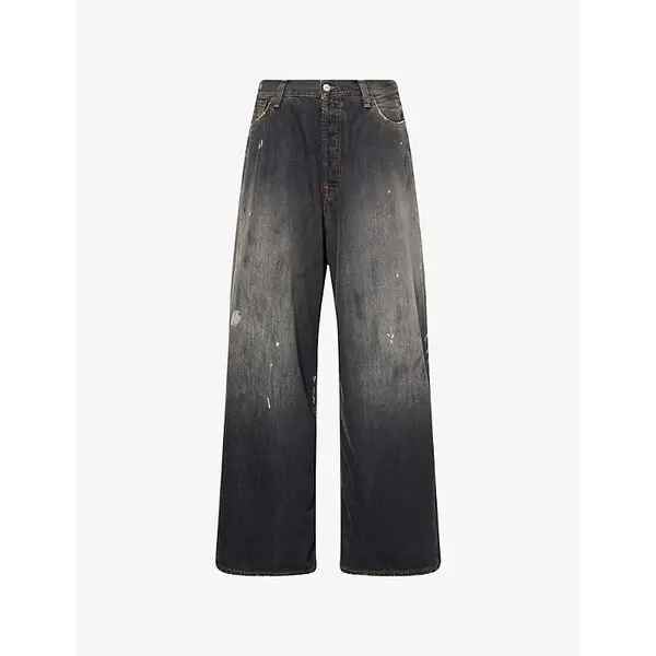 Acne Studios Abstract-print Wide-leg Denim Jeans