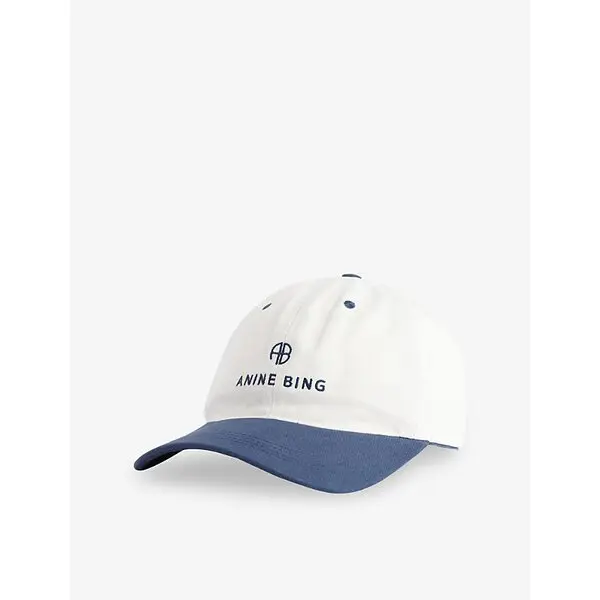 ANINE BING Cotton Baseball Cap - Ivory And Navy
