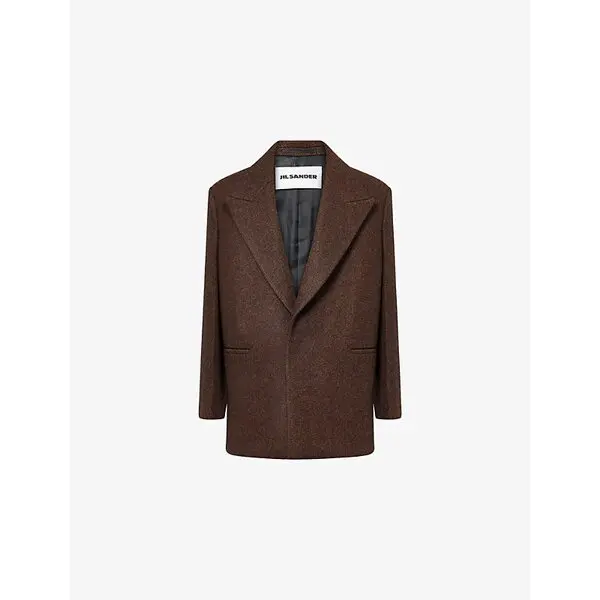 JIL SANDER Compact Bitonal Gabardine Relaxed-fit Wool Coat