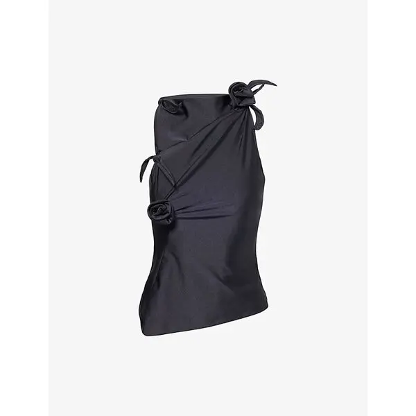 Coperni Flower Sleeveless Stretch-woven Top - Black