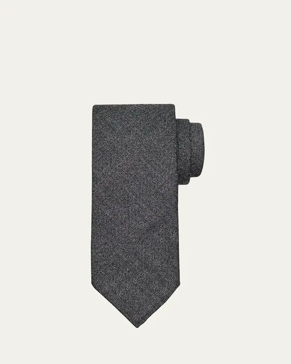 Brioni Textured Wool Tie - Dark Anthr