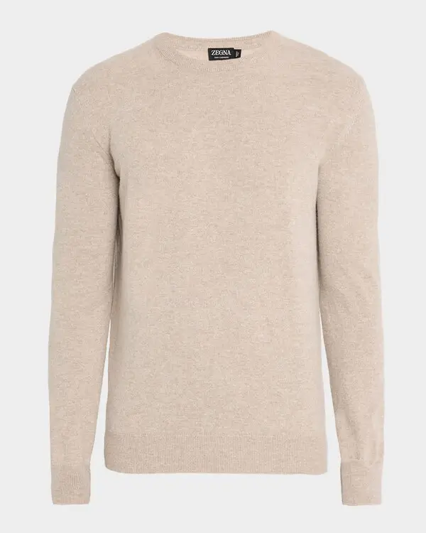 Zegna Oasi Cashmere Crewneck Sweater - Lt Bge Sld