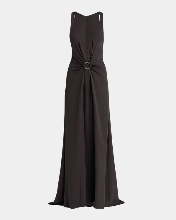 Giorgio Armani Beaded-ring Silk Georgette Gown