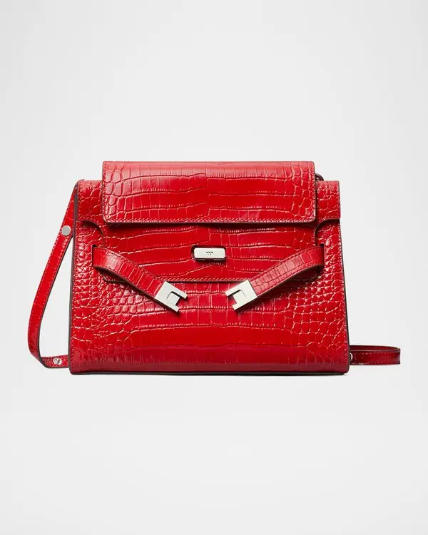 Tory Burch Croc-embossed Leather Top Handle Bag