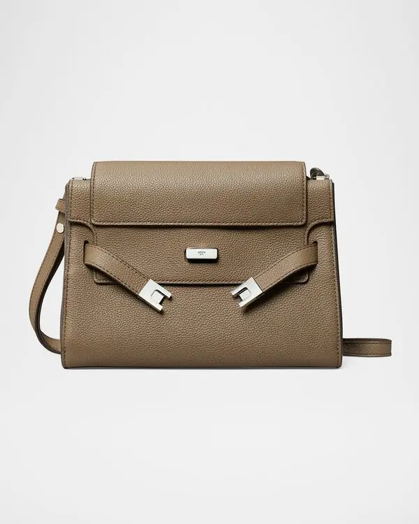 Tory Burch Grain Leather Top Handle Shoulder Bag - Wild Mushroom