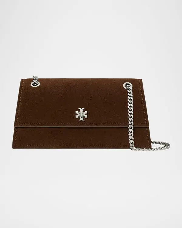 Tory Burch Kira Suede Flap Shoulder Bag - Dark Cocoa