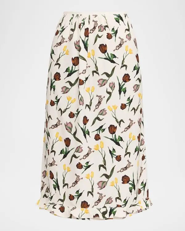 Marni Floral Printed Midi Skirt - Multicolou
