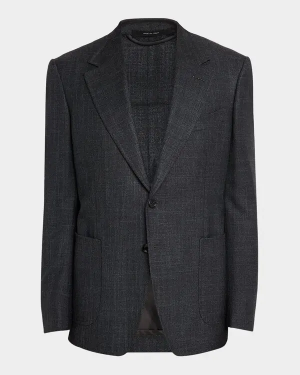 TOM FORD Shelton Sharkskin Sports Jacket - Tbb Dark Grey Melange