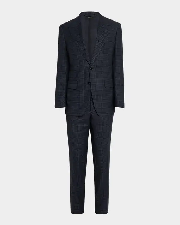 TOM FORD Shelton Tiny Houndstooth Suit - Ink Blue